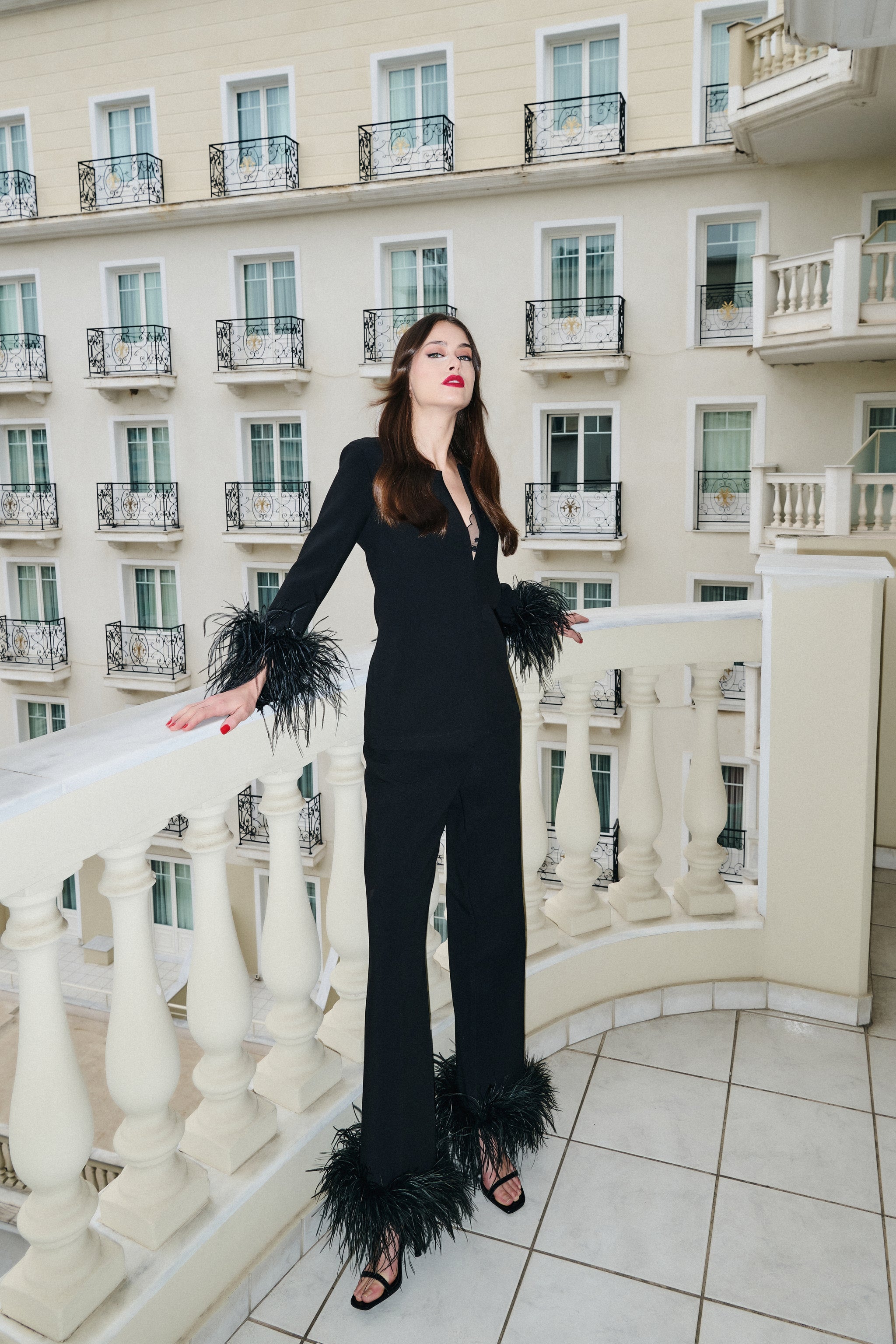 Crep Top with Feathers